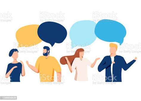벡터 일러스트레이션 플랫 스타일 사람들이 이야기합니다 흰색 배경 벡터에 대한 생각을 가진 사람들 사람들에 대한 스톡 벡터 아트 및 기타 이미지 Istock
