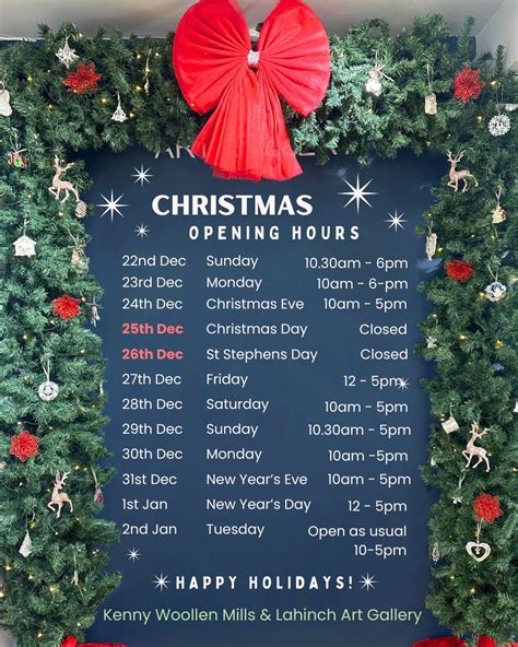 christmas opening hours lahinch art gallery
