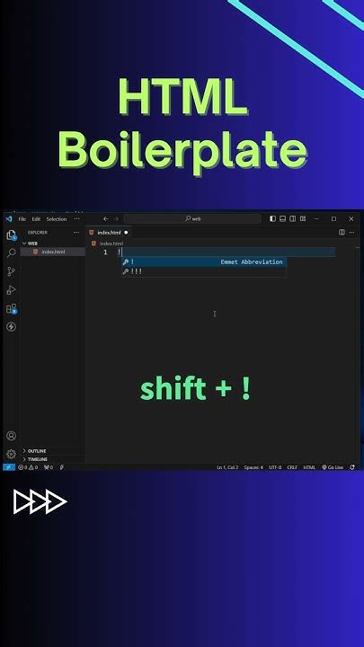 How To Generate Html Boilerplate Code In Vs Code Html Tutorial For Beginners Shorts Youtube