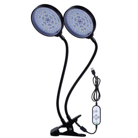 Led 식물 성장 램프 Usb 원격 제어 클립 방수 전체 스펙트럼 자연 백색 묘목 심기 빛 전원 30w 두 머리