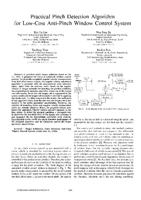 Pdf Practical Pinch Detection Algorithm For Low Cost Anti Pinch