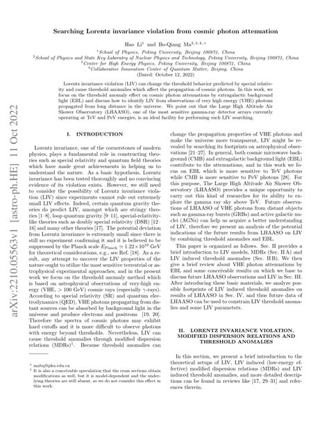 Pdf Searching Lorentz Invariance Violation From Cosmic Photon Attenuation