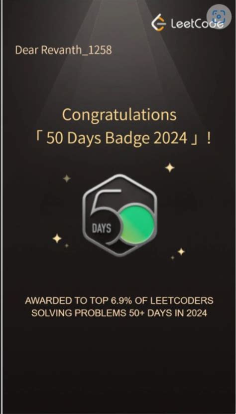 revanth kumar reddy on linkedin leetcode continuouslearning consistence badge