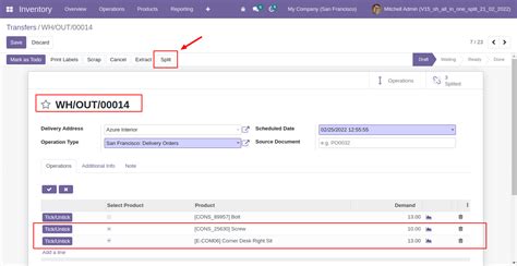 Split Picking Split Incoming Order Split Outgoing Order Split Internal Transfer Extract