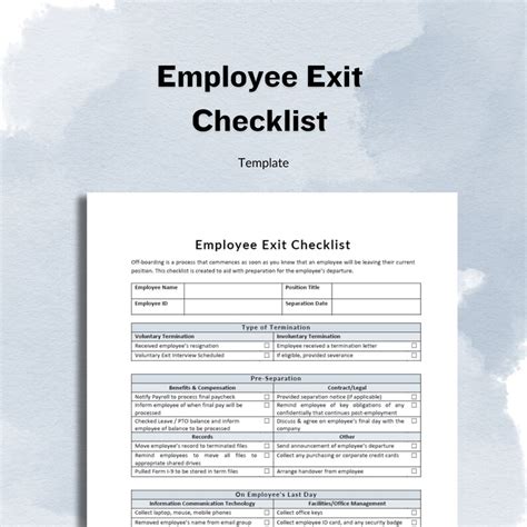 Exit Checklist Template Offboarding Checklist Hr Tools Etsy