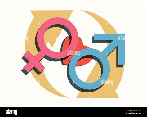 Male Female Heart Cycling Symbols Modern Relationship Gender Concept