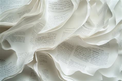 White Paper Sheets Curled And Overlapping With Black Ink Text Stock Illustration Illustration