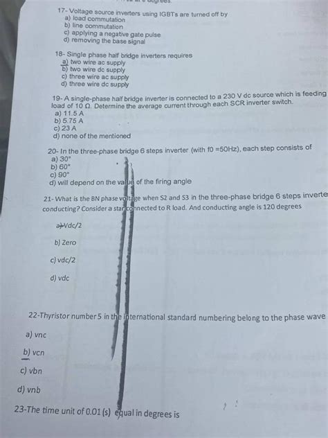 Solved 17 ﻿voltage Source Inverters Using Igbts Are Turned