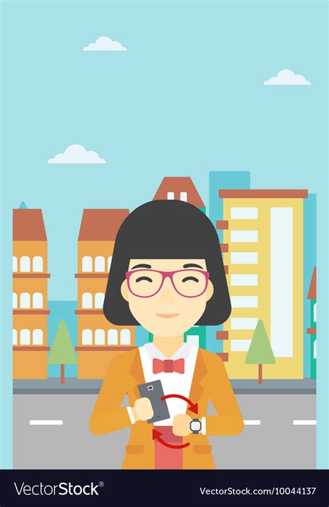 Synchronization Between Smartwatch And Smartphone Vector Image