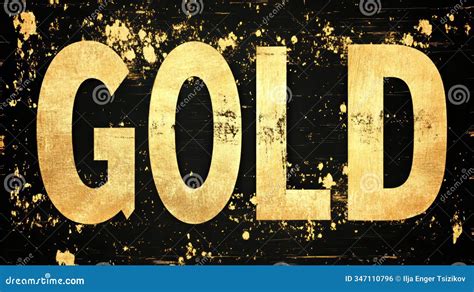 Gold Text Effect On Black Background Shiny Sparkly Glitter Font Style For Opulent Designs Stock