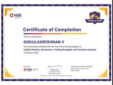 Gokulakrishnan V On Linkedin Successfully Completed Trade A Thone