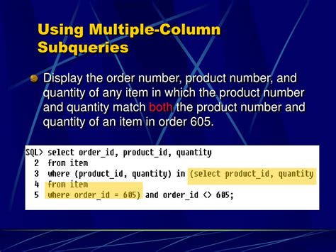 Ppt Multiple Column Subqueries Powerpoint Presentation Free Download