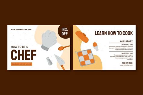 손으로 그린 요리사 경력 브로셔 템플릿 무료 벡터