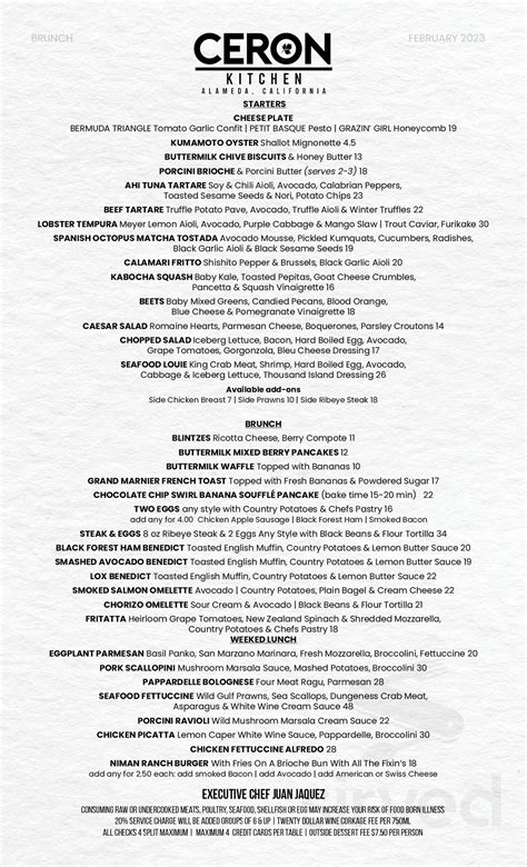 Ceron Kitchen Menu In Alameda California Usa