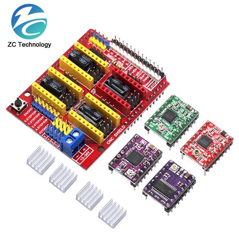 Cnc Shield V3 เครื่องแกะสลัก เครื่องพิมพ์ 3d 4 ชิ้น A4988 Drv8825 At2100 Stepper Motor