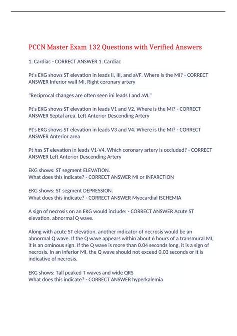 pccn master exam 132 questions with verified answers 100 correct