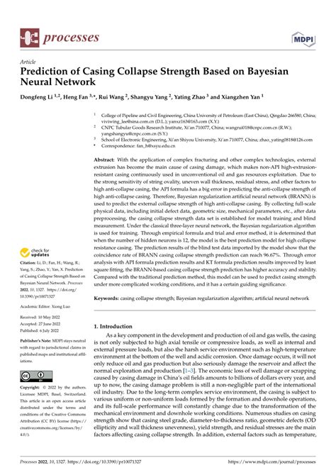 Pdf Prediction Of Casing Collapse Strength Based On Bayesian Neural Network