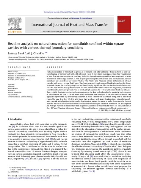 Pdf Heatline Analysis On Natural Convection For Nanofluids Confined Within Square Cavities