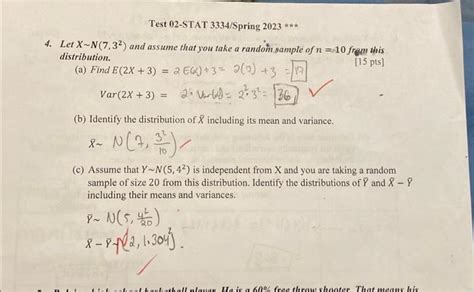 Solved 1 Let XN 7 32 And Assume That You Take A Random Chegg Com
