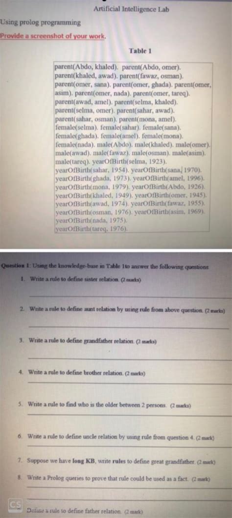 solved artificial intelligence lab using prolog programming
