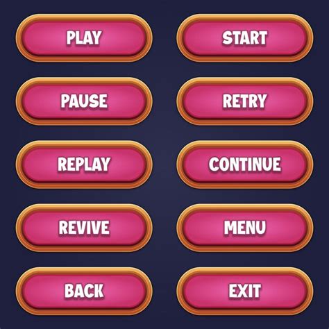 Premium Vector Set Of Pink Game Buttons For Mobile Games With Editable Text Effect Gui To