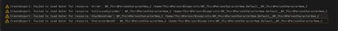 createexport error with characters r unrealengine