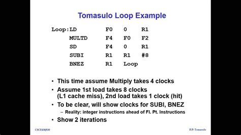 5 Tomasulos Alogrithm Loop Example Youtube