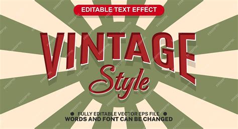 Premium Vector Editable Vintage Style Text Effect Template Vector