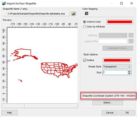 Defining Shapefile Map Projections In Lakes Software
