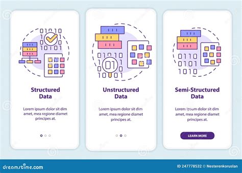 Types Of Big Data Onboarding Mobile App Screen Stock Vector Illustration Of Classification