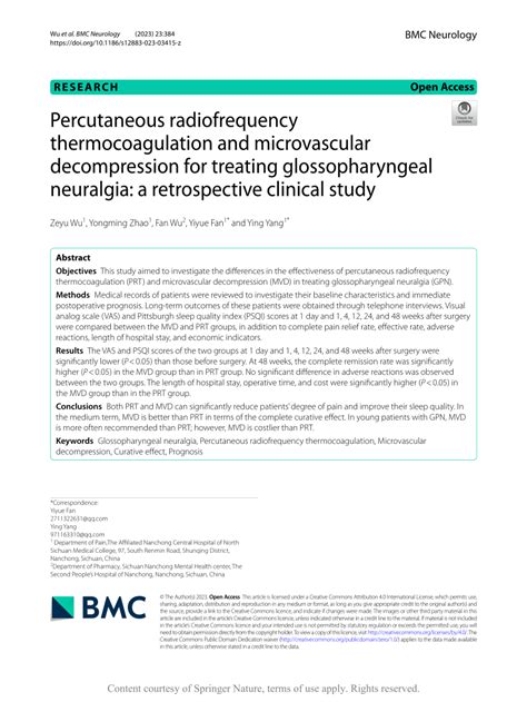 Pdf Percutaneous Radiofrequency Thermocoagulation And Microvascular Decompression For Treating