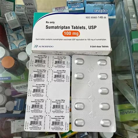 Sumatriptan 100mg Aurobindo 1 Vỉ X 9 Viên Thuốc Giảm đau Nửa đầu