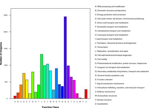 Distribution Of All Unigenes Among Cog Functional Classifications