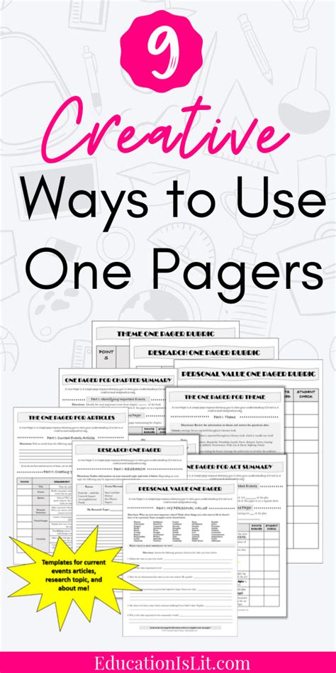 9 Creative One Pager Ideas Education Is Lit