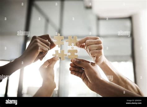 Business People Hands With Puzzle Showing Solution Problem Solving And Teamwork Smart Group Or