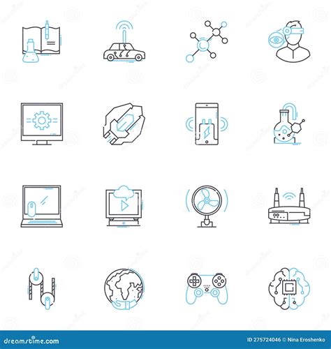 Computerization Line Icons Collection Automation Digitization Information Robotics