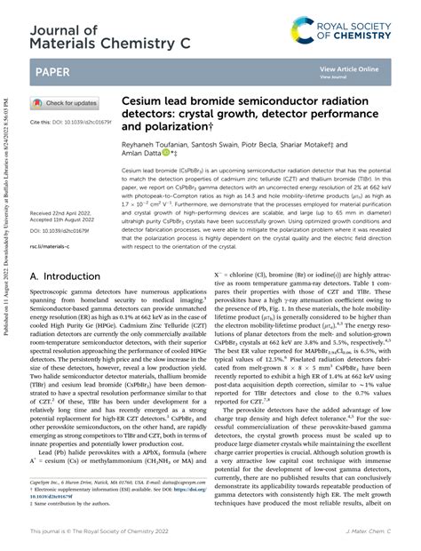 Pdf Cesium Lead Bromide Semiconductor Radiation Detectors Crystal Growth Detector