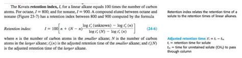 Solved Kovats Retention Index If Retention Times For Ch4