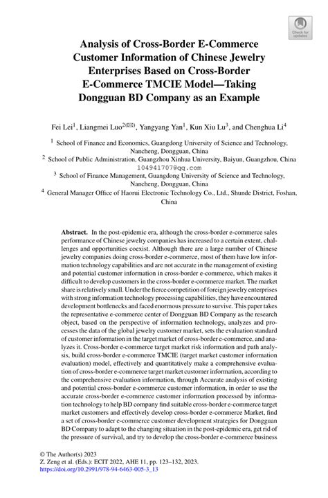 Pdf Analysis Of Cross Border E Commerce Customer Information Of Chinese Jewelry Enterprises