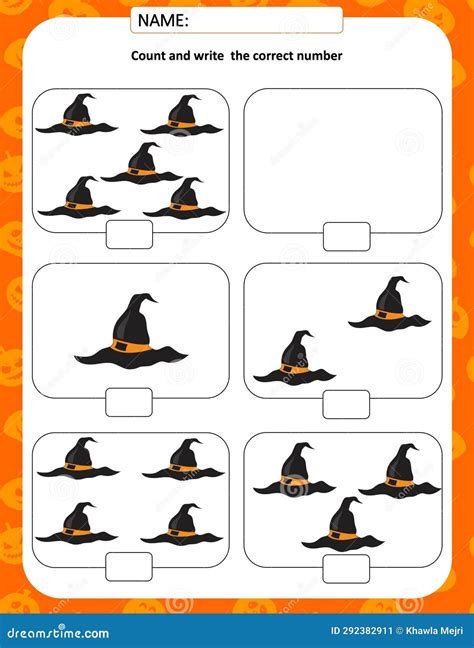 Halloween Count To 5 Math Morning Worksheet Stock Illustration