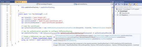 Connecting A Net 80 Console Application Which Uses Pnp Core Sdk To