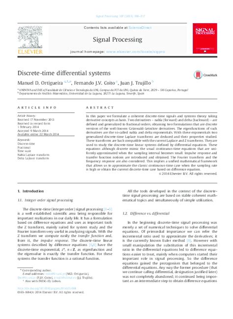 Discrete Time Differential Systems
