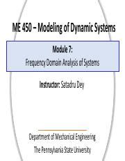 ClassNotes Module Pdf ME Modeling Of Dynamic Systems Module Frequency Domain