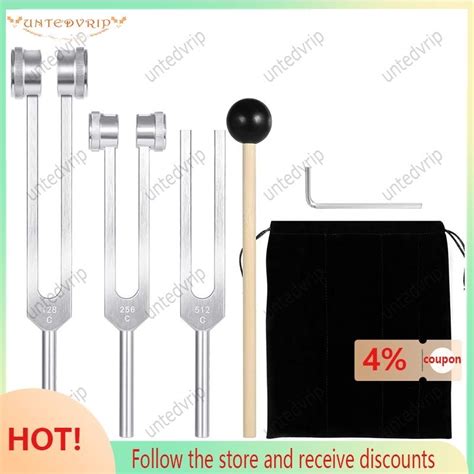 【untedvrip】 Tuning Fork Set 128hz 256hz 512hz Of 3 Pack Tuning Forks With Reflex Hammer For