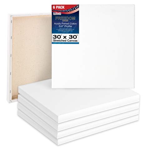 Us Art Supply 30x30 Inch 6 Pack 12 Ounce Triple Primed Stretched