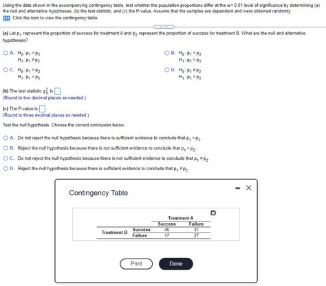 Solved Using The Data Shown In The Accompanying Contingency Chegg