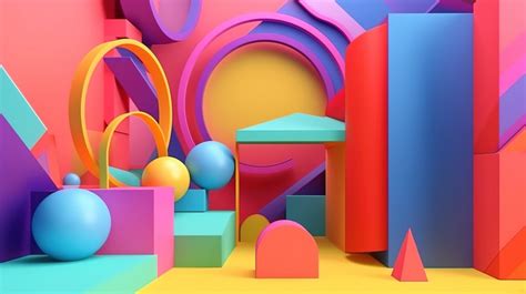 3d object scene containing colorful objects backgrounds free