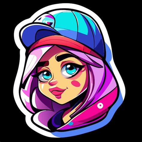 Cute Twitch Gamer Girl Hand Drawn Flat Stylish Cartoon Sticker Icon
