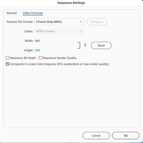 Sequence Settings In Premiere Elements