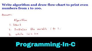 Write Algorithm And Draw Flow Chart To Print Even Numbe Doovi